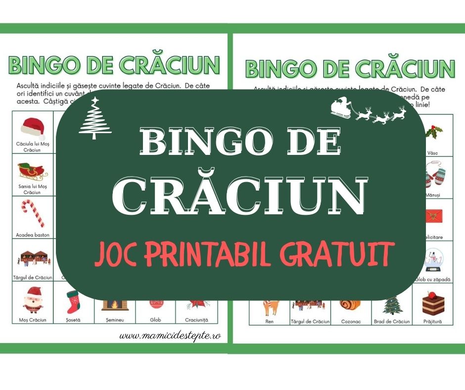 Bingo de Crăciun – joc printabil GRATUIT pentru copiii mici