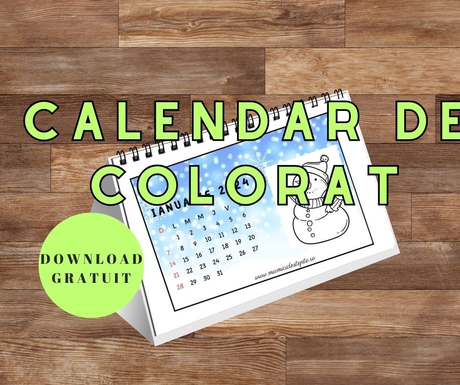 Calendar 2024 de colorat – download gratuit